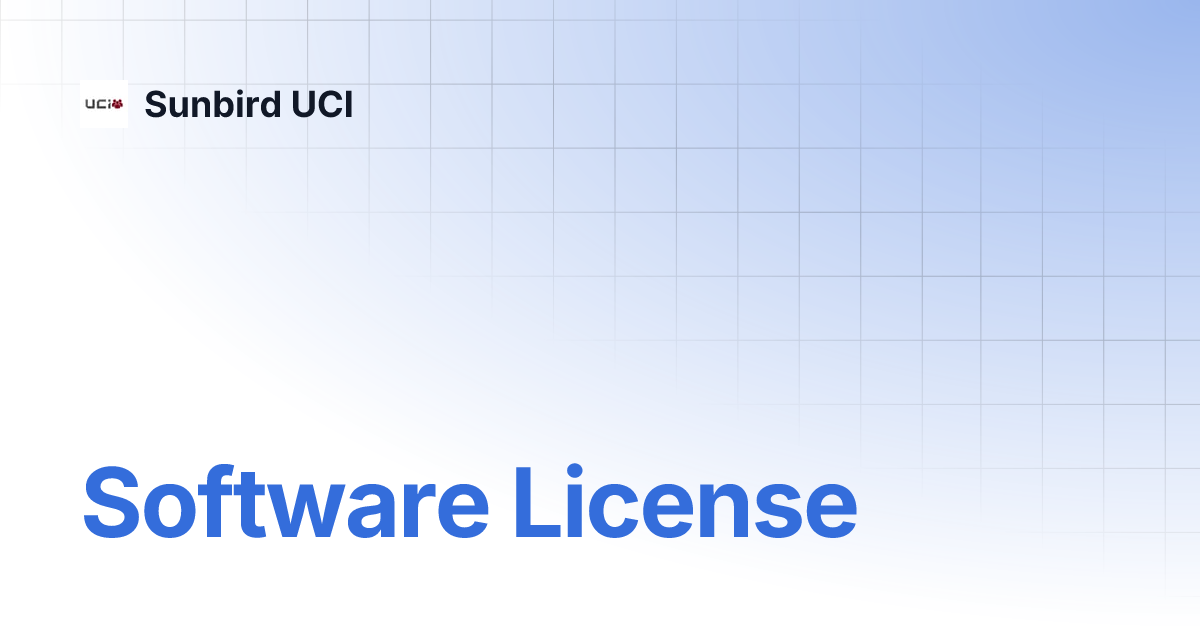 Software License | Sunbird UCI
